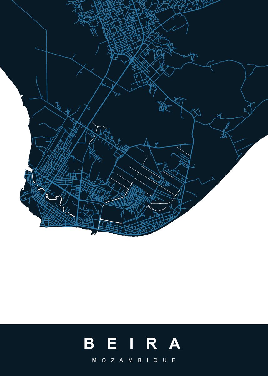 'BEIRA City Map Mozambique' Poster, picture, metal print, paint by ...