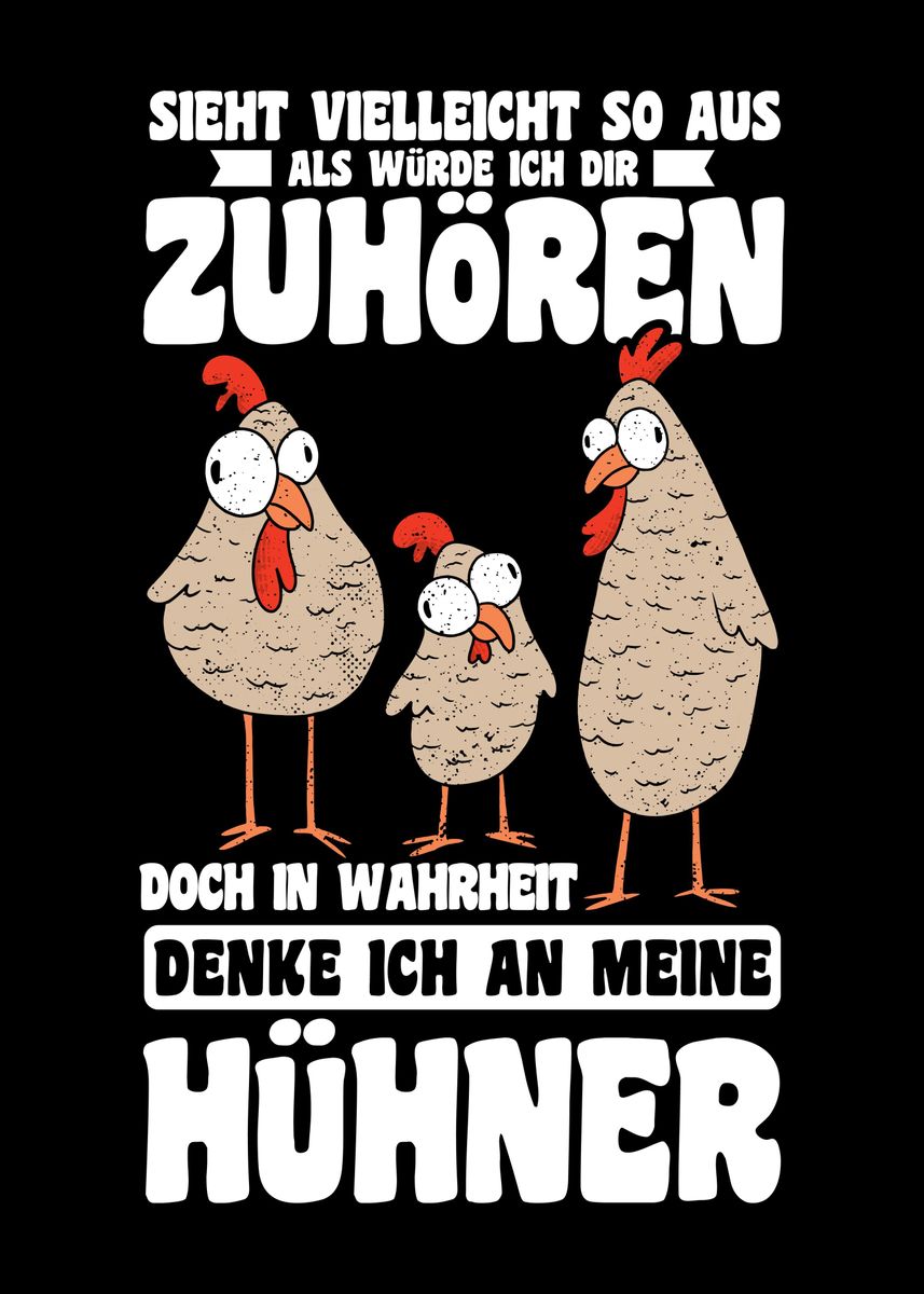 'Chicken Hen German' Poster, picture, metal print, paint by Sebastian ...