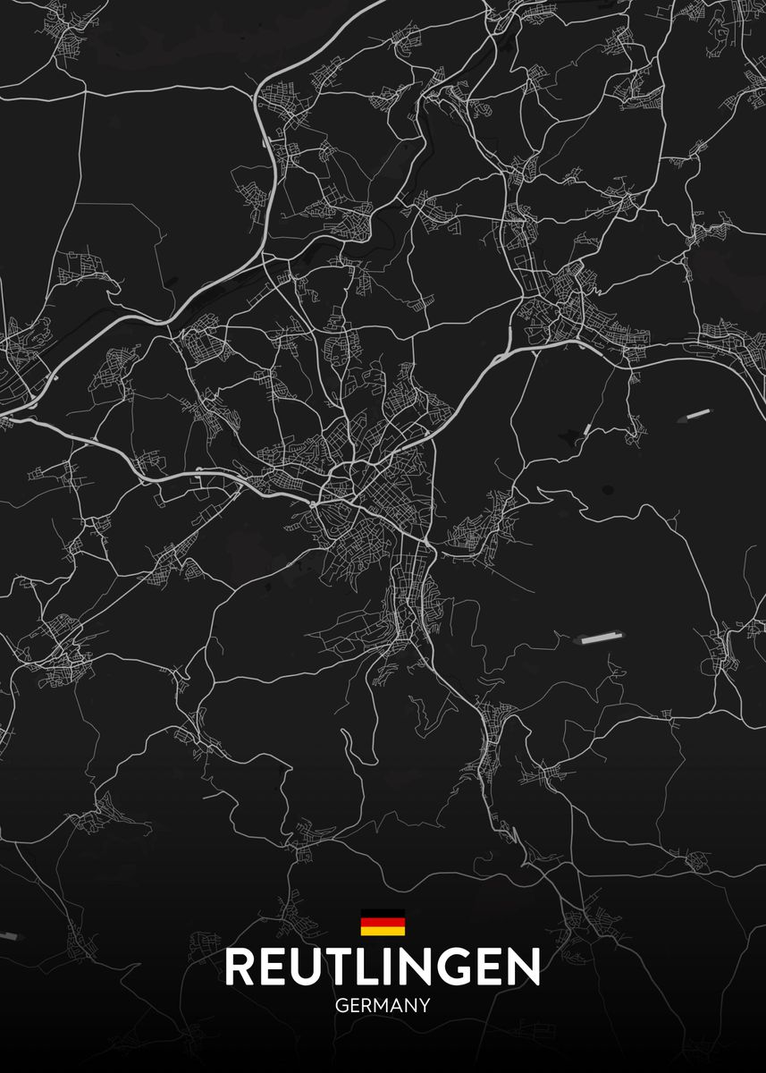 'Reutlingen DE' Poster, picture, metal print, paint by IMR Designs ...