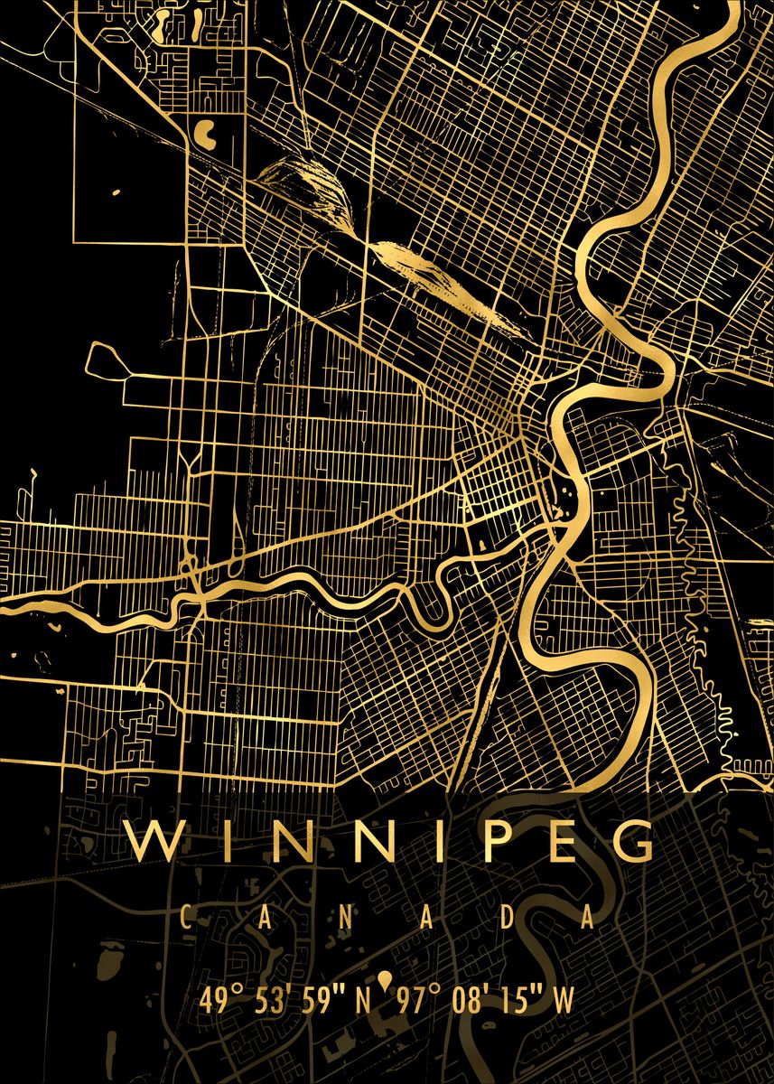 'WINNIPEG MAP CANADA' Poster, picture, metal print, paint by Artistic ...