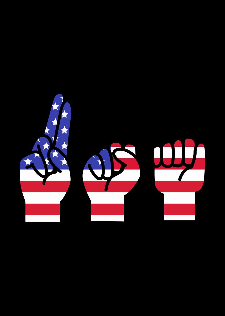 'US Flag ASL' Poster, picture, metal print, paint by FunnyGifts | Displate