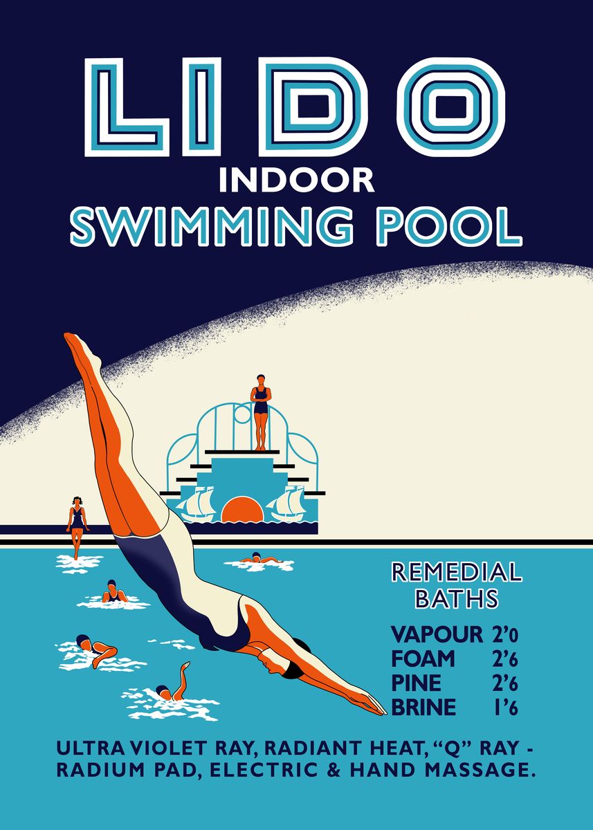 'The Lido' Poster, picture, metal print, paint by RogueDesign | Displate