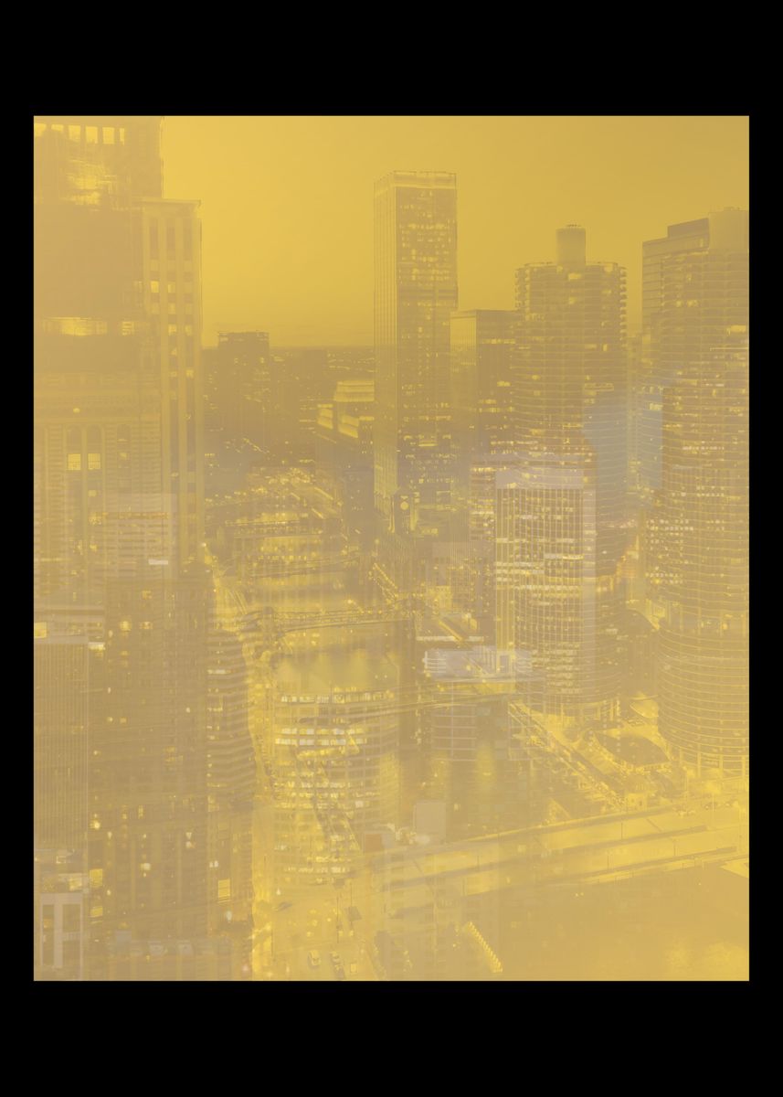 'Golden city views' Poster by Lukes Pixel Studio | Displate