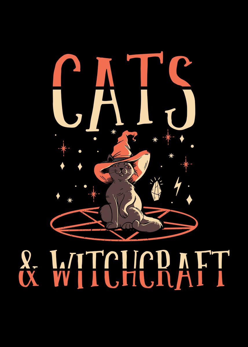 'Cats Witchcraft Witch Gift' Poster, picture, metal print, paint by TW ...