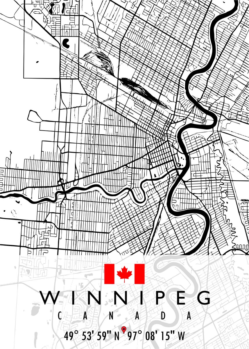 'WINNIPEG MAP CANADA' Poster by Artistic Paradigms | Displate