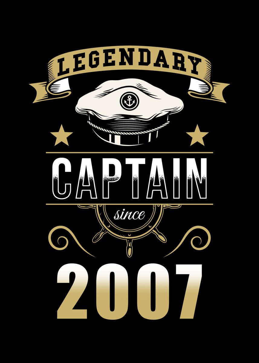 'Captain Boat Birthday Gift' Poster, picture, metal print, paint by ...