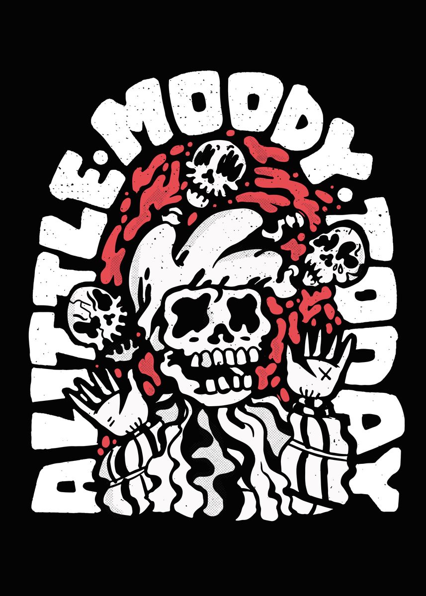 'Moody skeleton give up' Poster by Simon Darren | Displate
