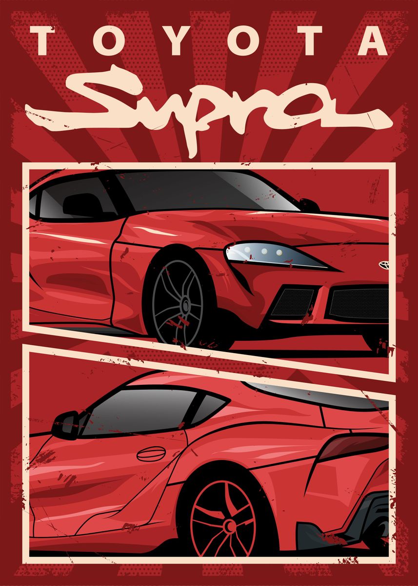 'Toyota Supra Retro' Poster, picture, metal print, paint by Misbahul ...