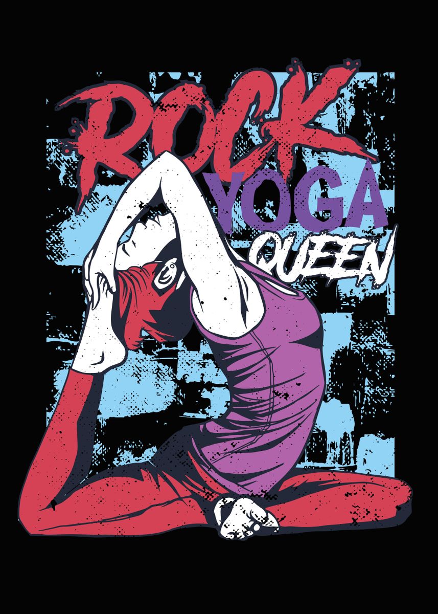 'Rock yoga vaporwave' Poster by Simon Darren | Displate