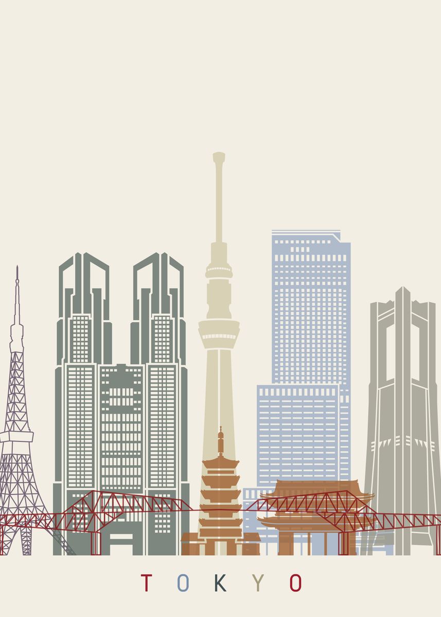 'Tokyo skyline poster' Poster by Cristina Romero | Displate