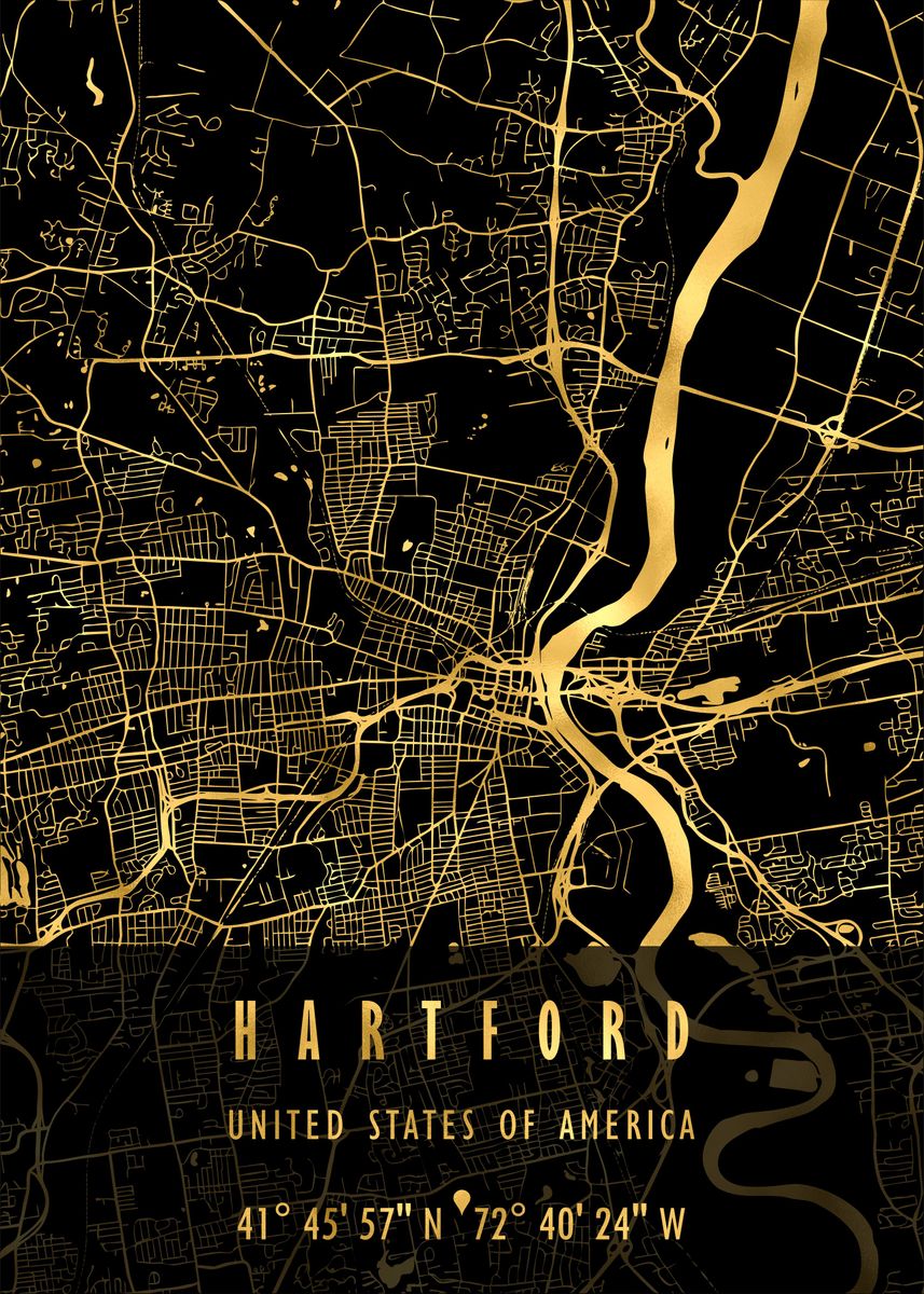 'HARTFORD MAP USA' Poster, picture, metal print, paint by Artistic ...
