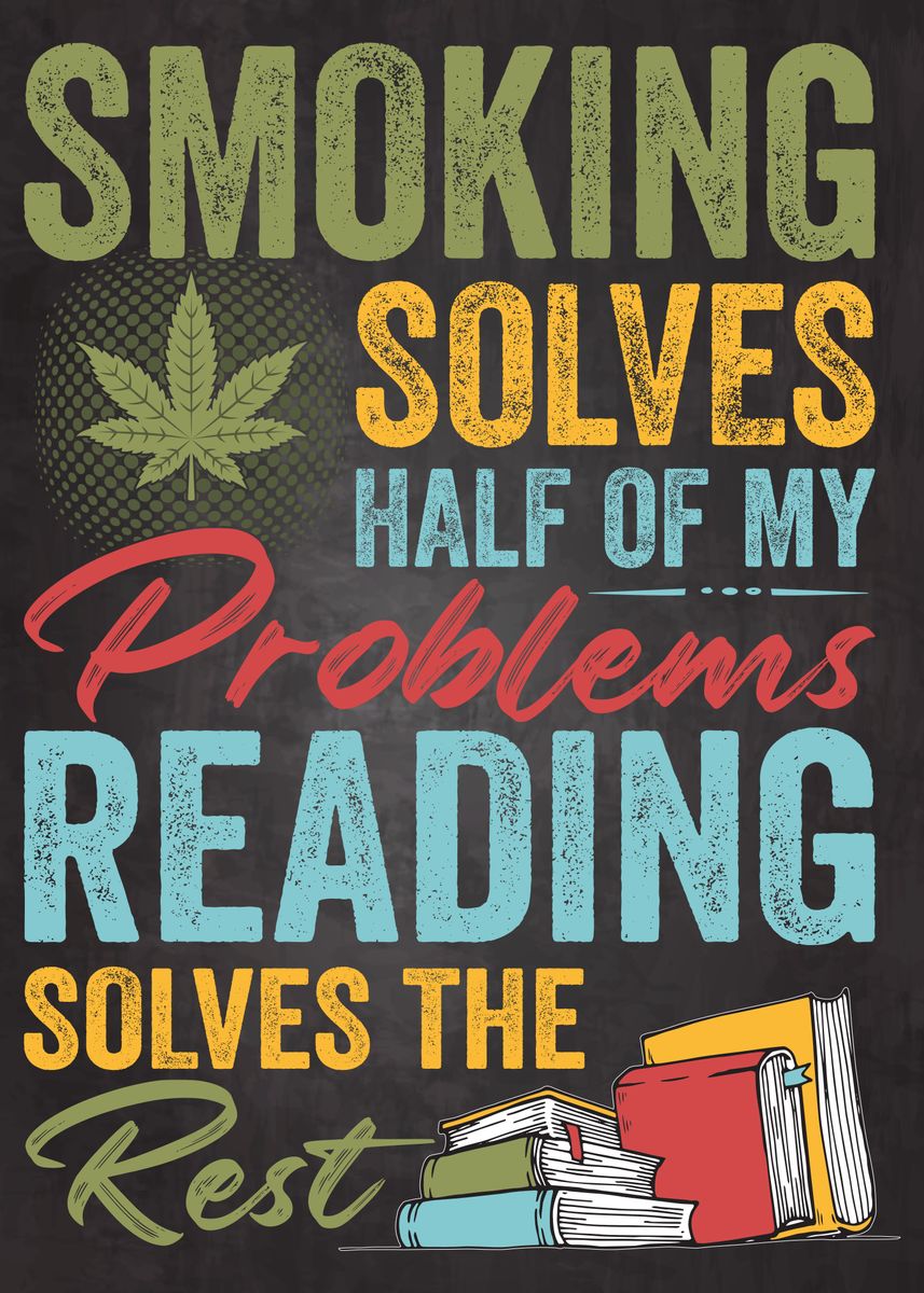 'Smoking Weed and Reading' Poster, picture, metal print, paint by ...