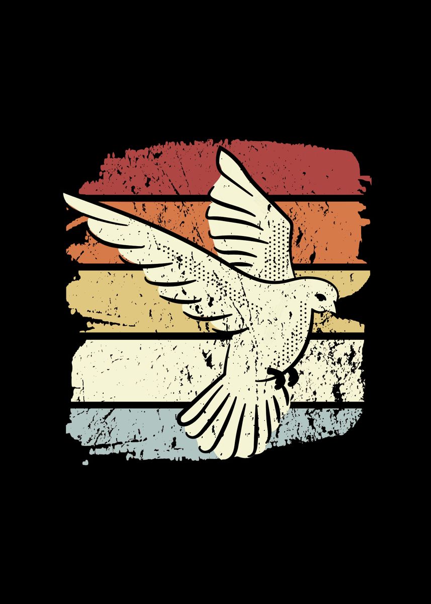 'Pigeon Retro Vintage' Poster, picture, metal print, paint by Shiva121 ...