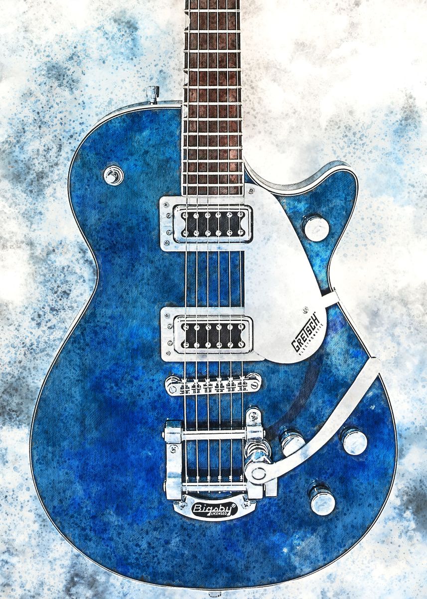 'Gretsch Blue Guitar' Poster, picture, metal print, paint by Cris de ...