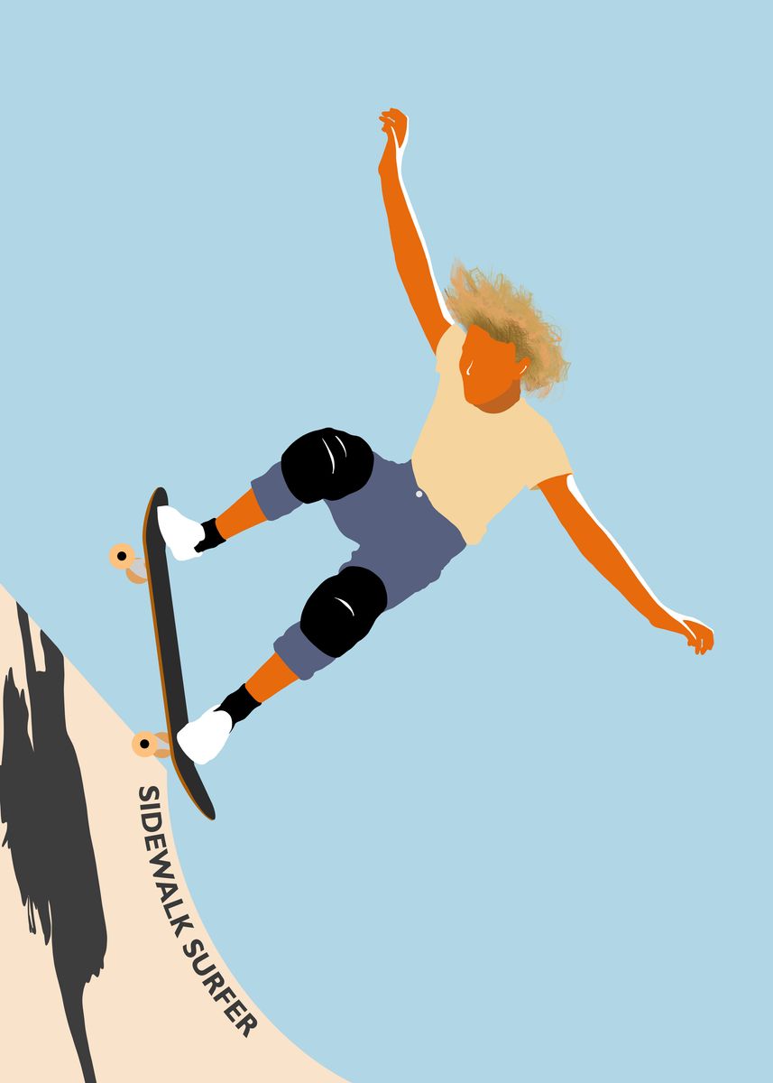 'Sidewalk Surfer' Poster by RogueDesign | Displate