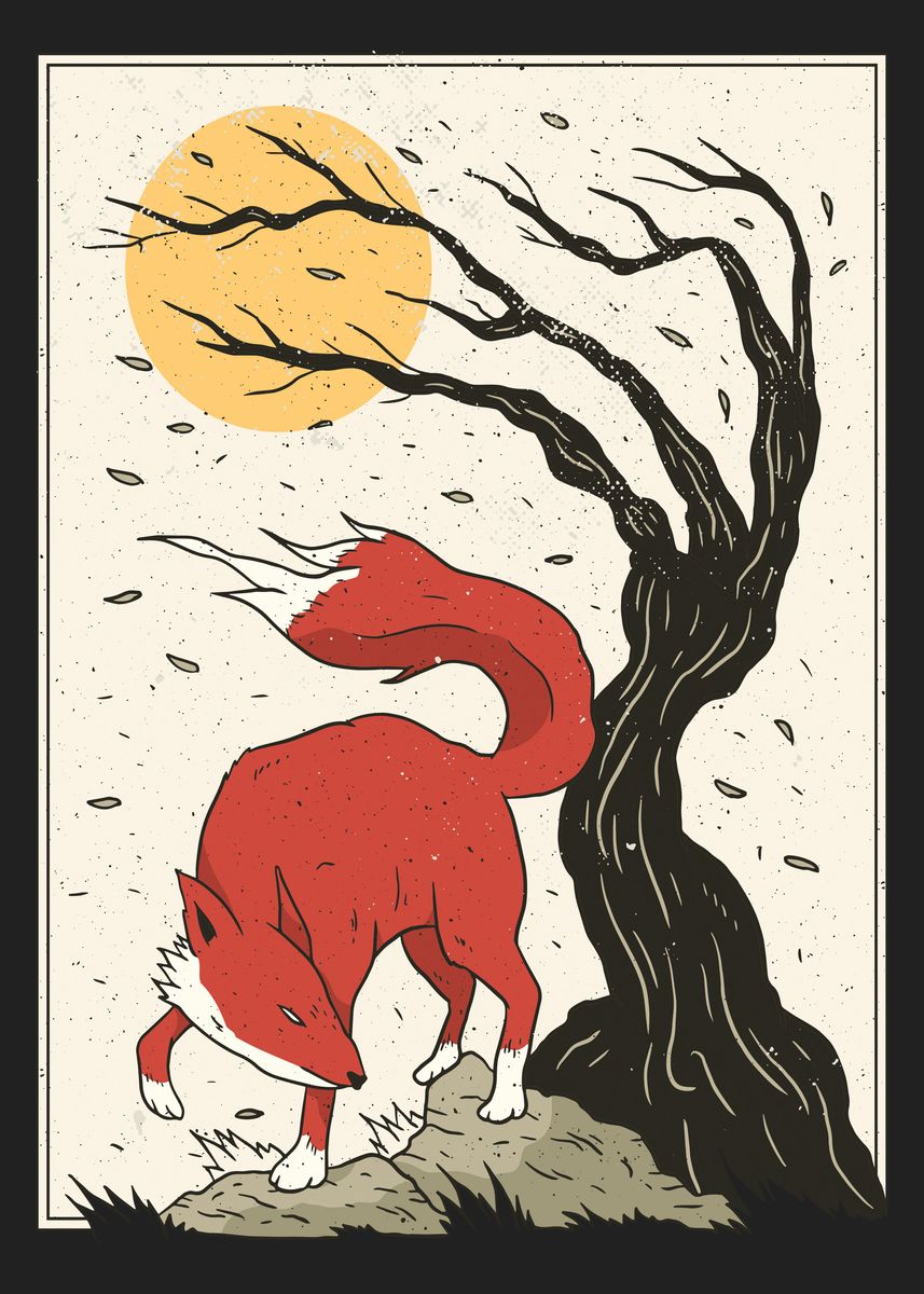 'Japanese red wolves ace ' Poster, picture, metal print, paint by Simon ...