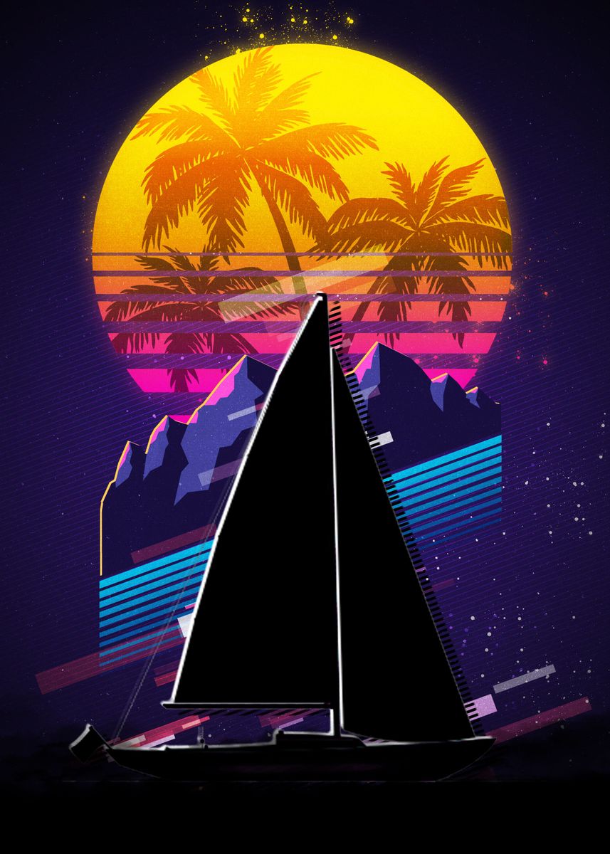 '80s Retro Boat' Poster, picture, metal print, paint by Retro Nice ...