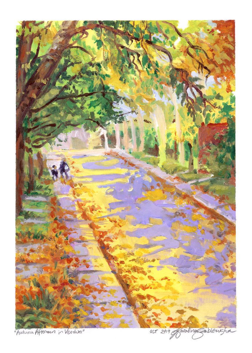 'Sunny Suburb in the Fall' Poster by Karolina Szablewska | Displate