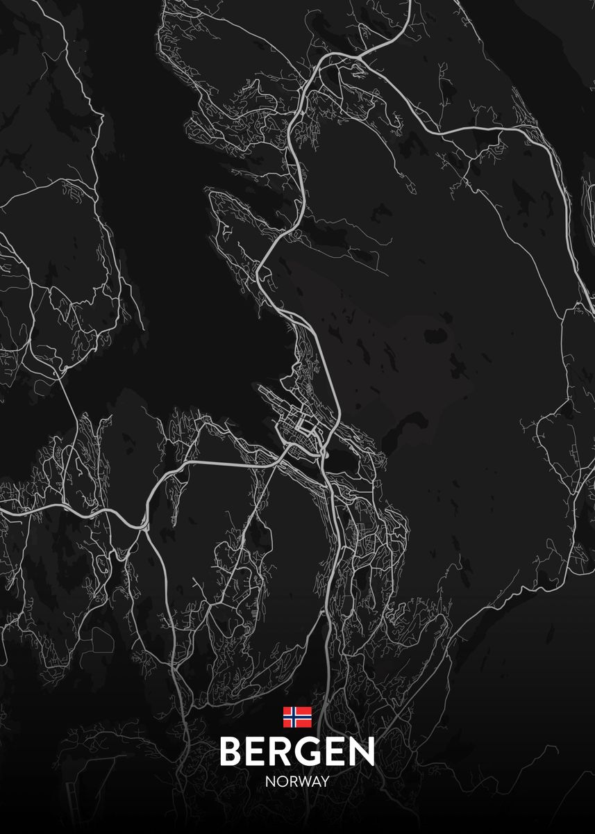 'Bergen NO' Poster, picture, metal print, paint by IMR Designs | Displate