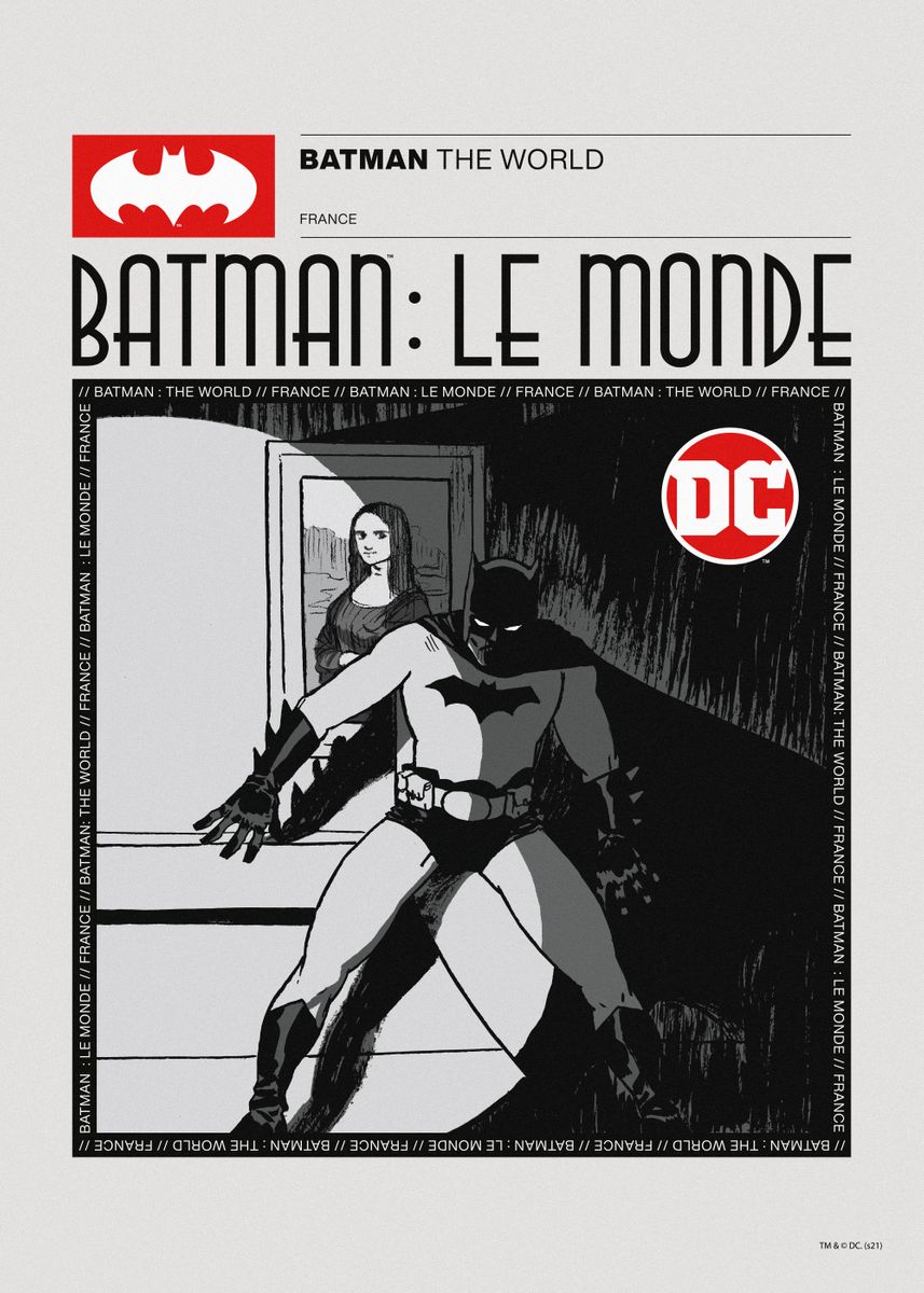 'Batman The World BW France' Poster, picture, metal print, paint by DC ...