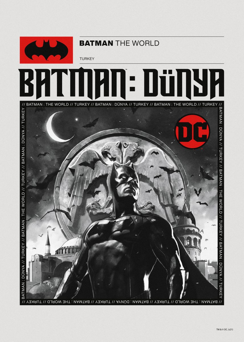 'Batman The World BW Turkey' Poster, picture, metal print, paint by DC ...