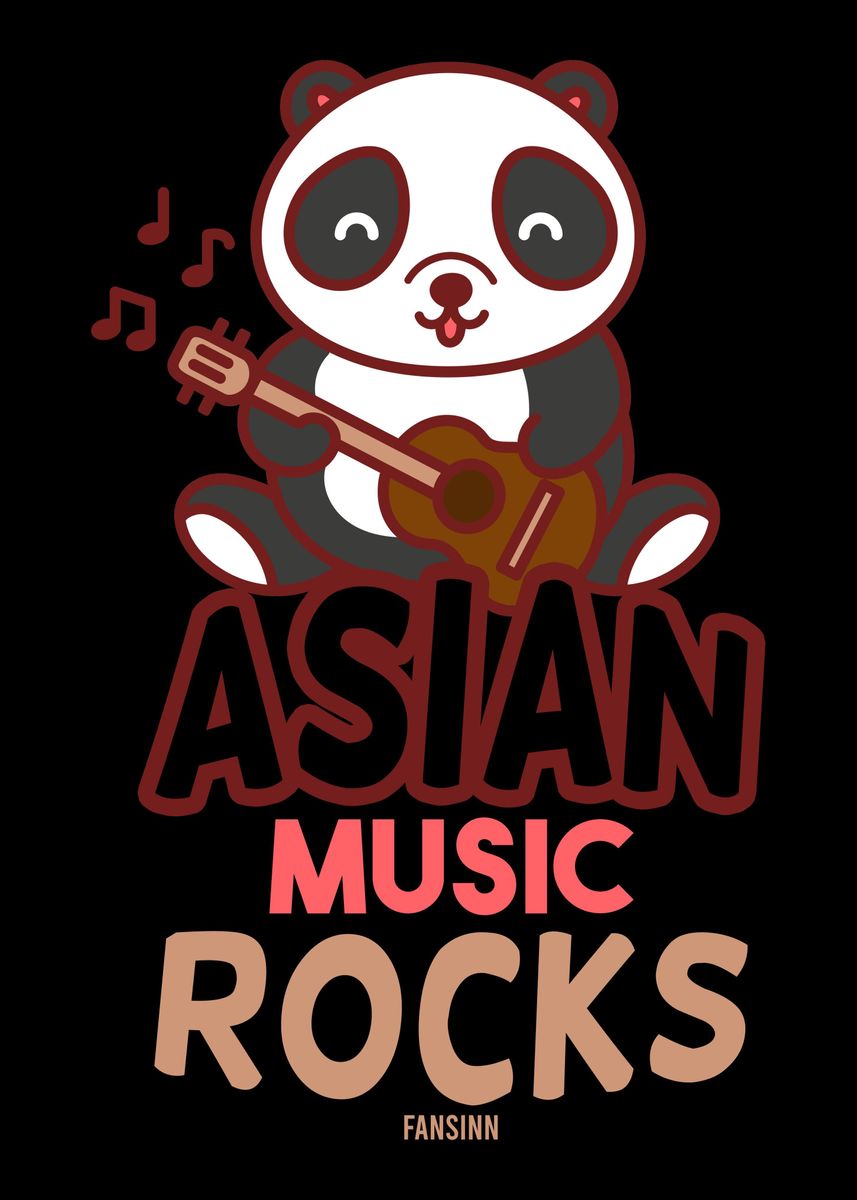'Panda guitar sing animal' Poster, picture, metal print, paint by ...
