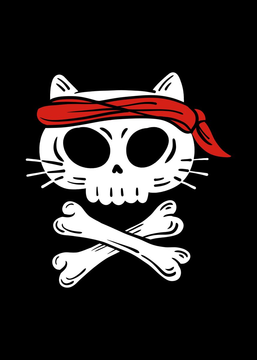 'Pirate Cat Pirate Themed' Poster, picture, metal print, paint by ...