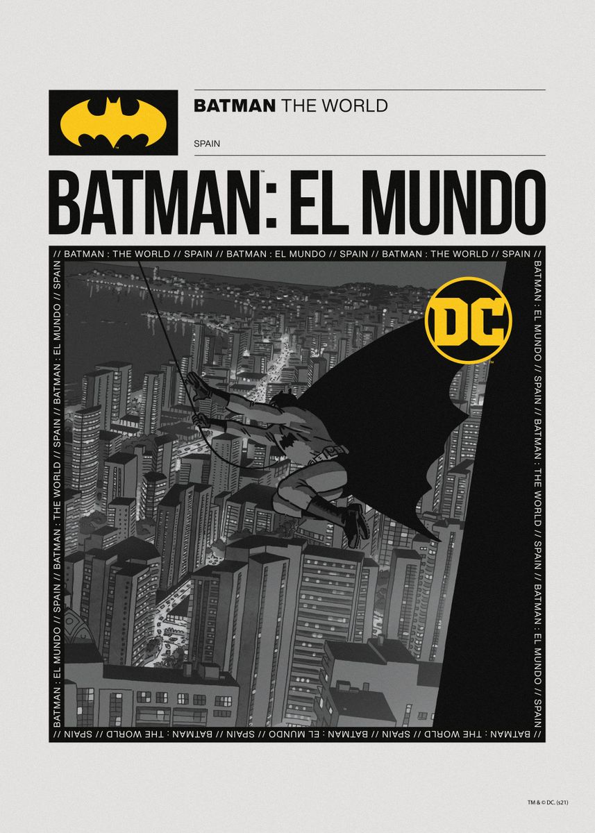 'Batman The World BW Spain' Poster by DC Comics | Displate