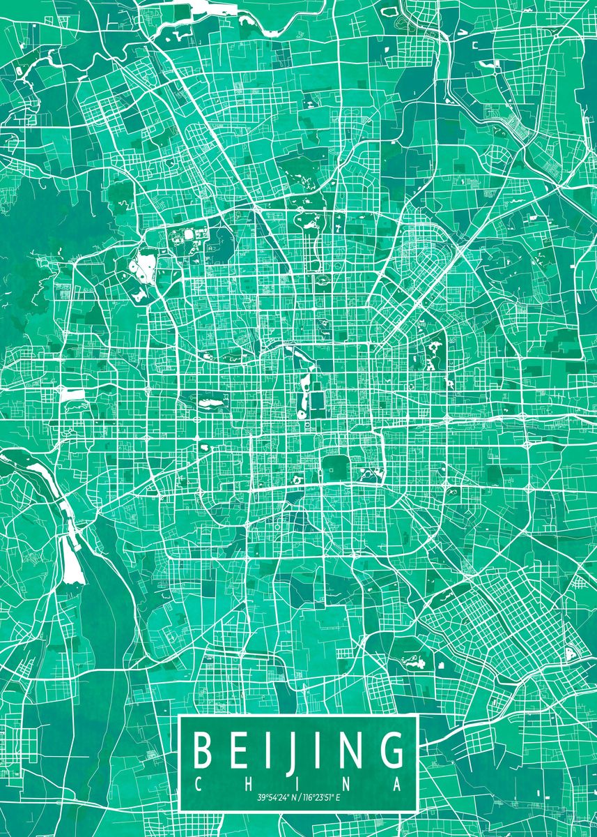 'Beijing Map Watercolor' Poster, picture, metal print, paint by deMAP ...