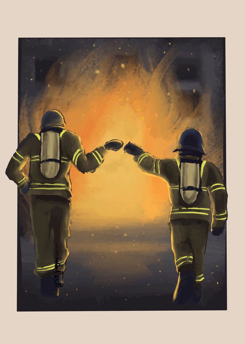 'Firefighter motivational ' Poster, picture, metal print, paint by ...