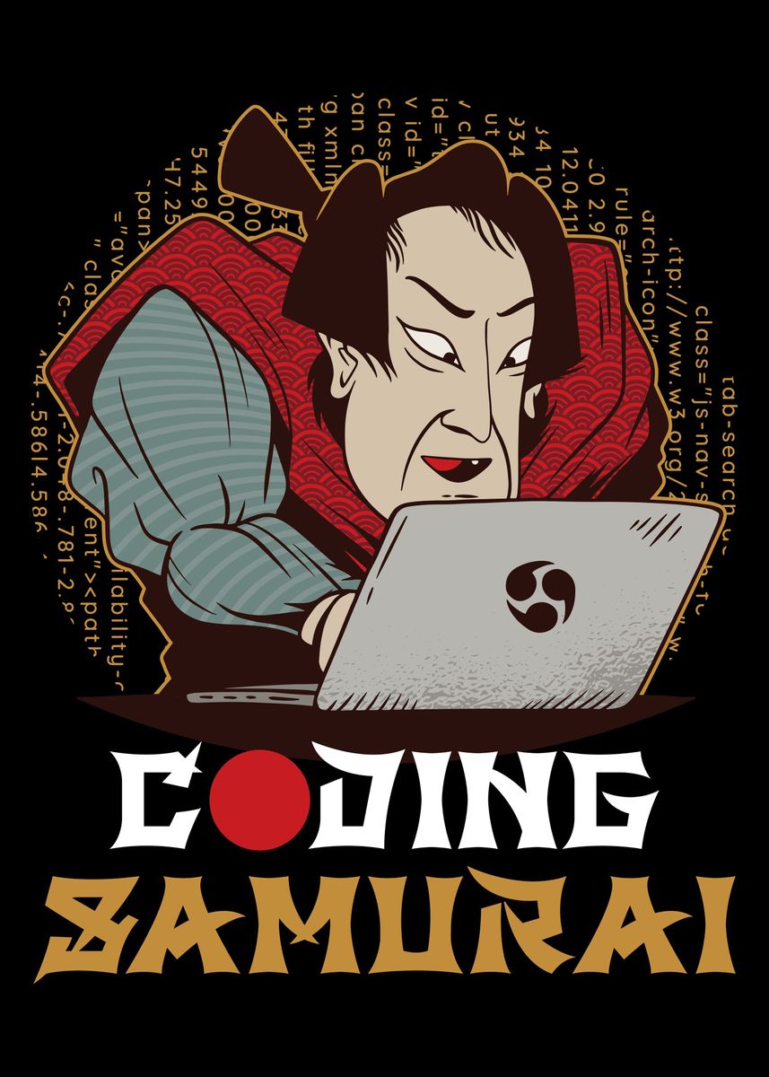 'Code Ninja' Poster, picture, metal print, paint by CatRobot | Displate