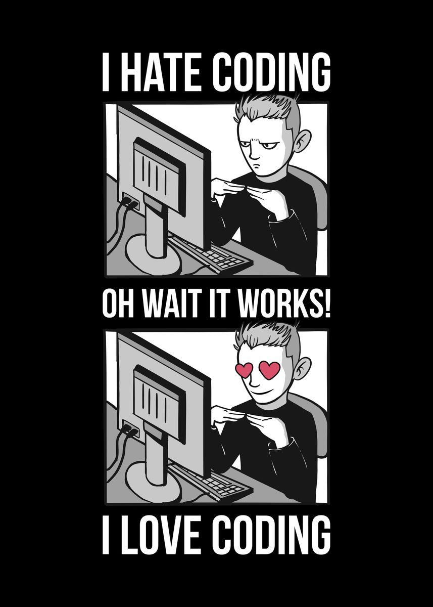 'I Love Coding' Poster by CatRobot | Displate