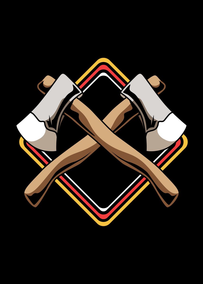 'Ax Throwing Retro' Poster, picture, metal print, paint by FunnyGifts ...