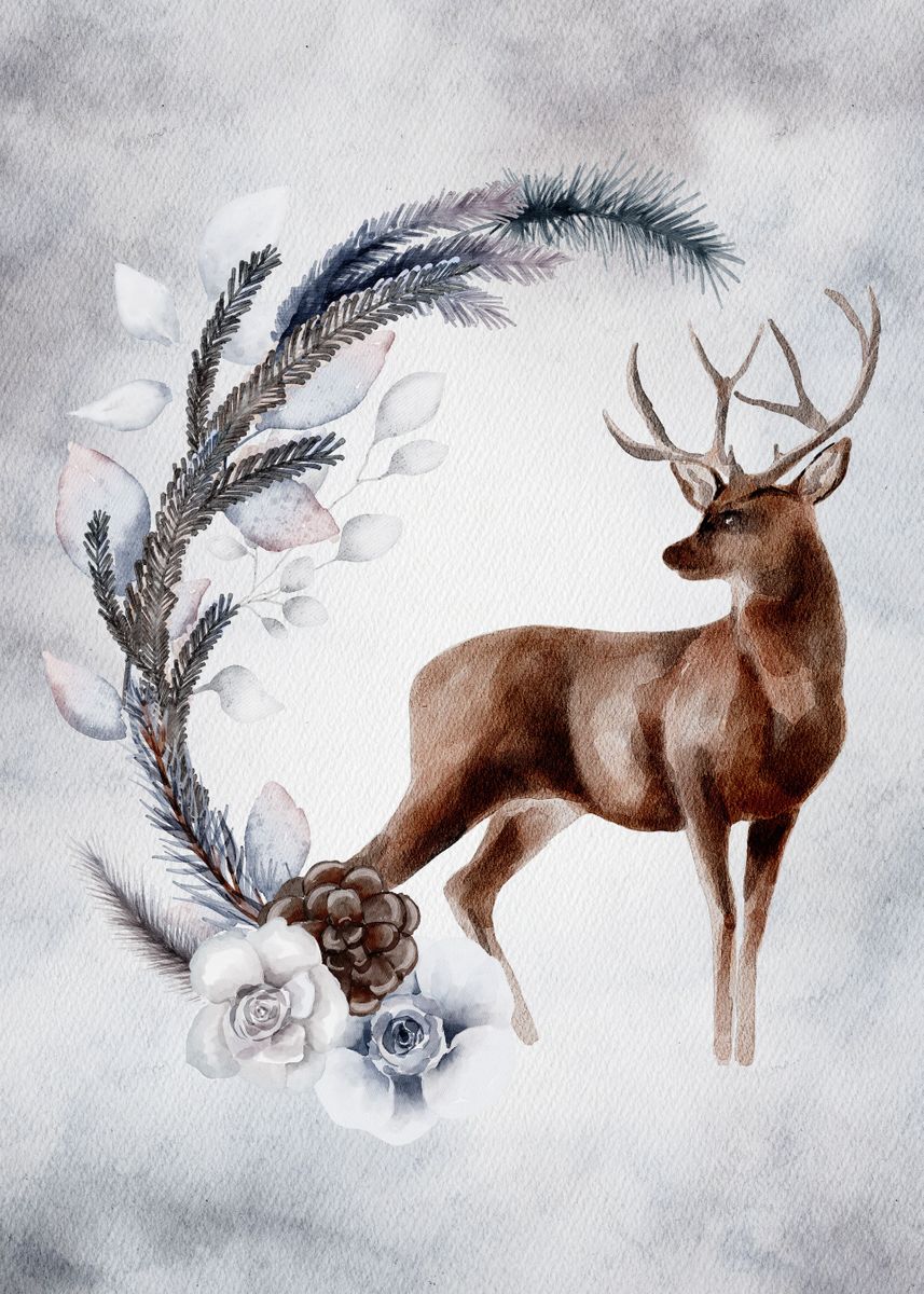 'Illustration of a stag' Poster, picture, metal print, paint by Tantowi ...