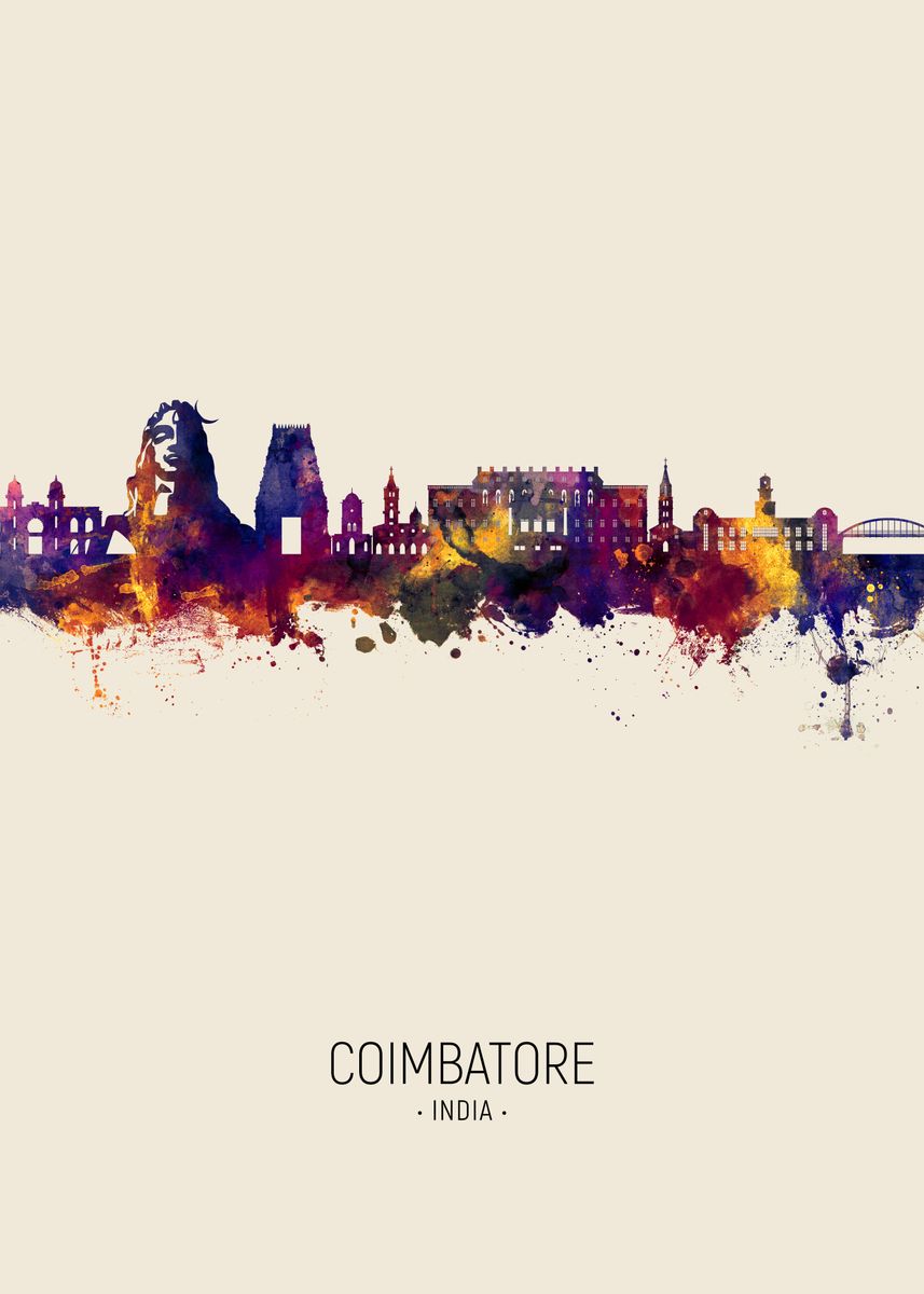'Coimbatore Skyline India' Poster, picture, metal print, paint by ...