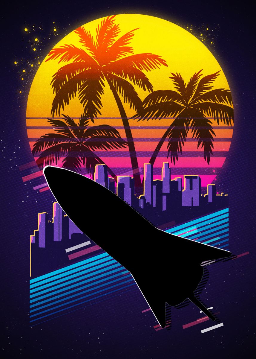 '80s Retro Starship' Poster, picture, metal print, paint by Retro Nice ...