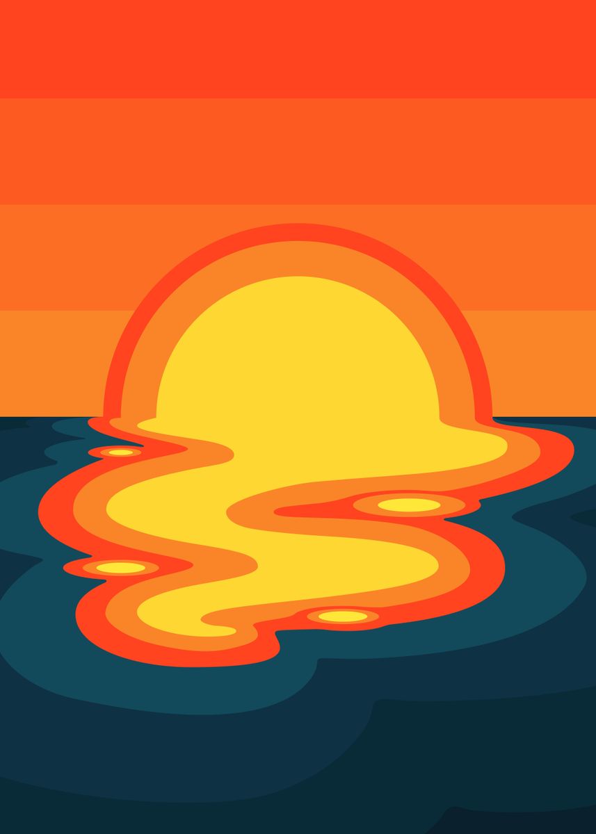 'Sun Melted ' Poster, picture, metal print, paint by sachpica | Displate