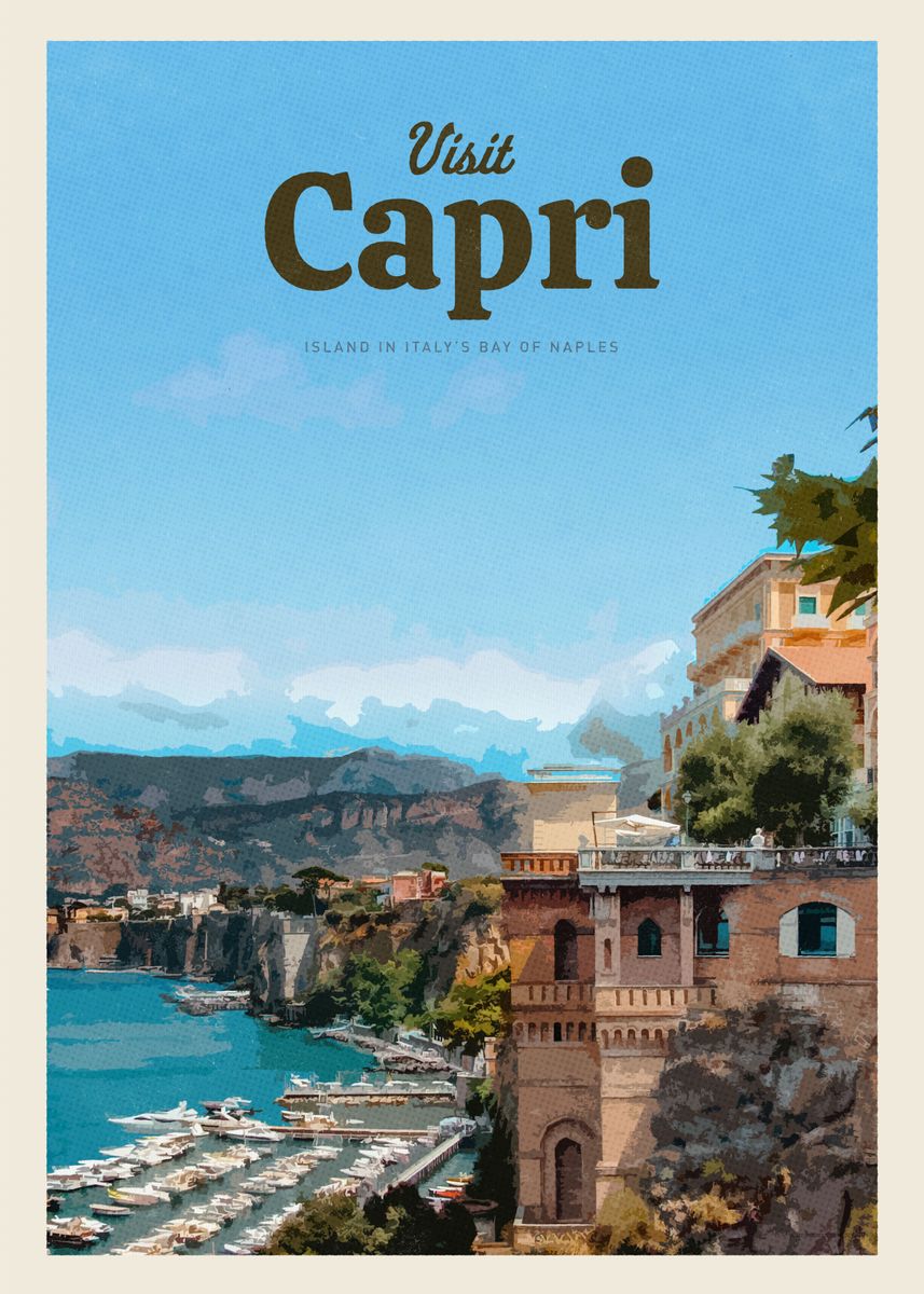 'Visit Capri' Poster, picture, metal print, paint by Mercury Club ...