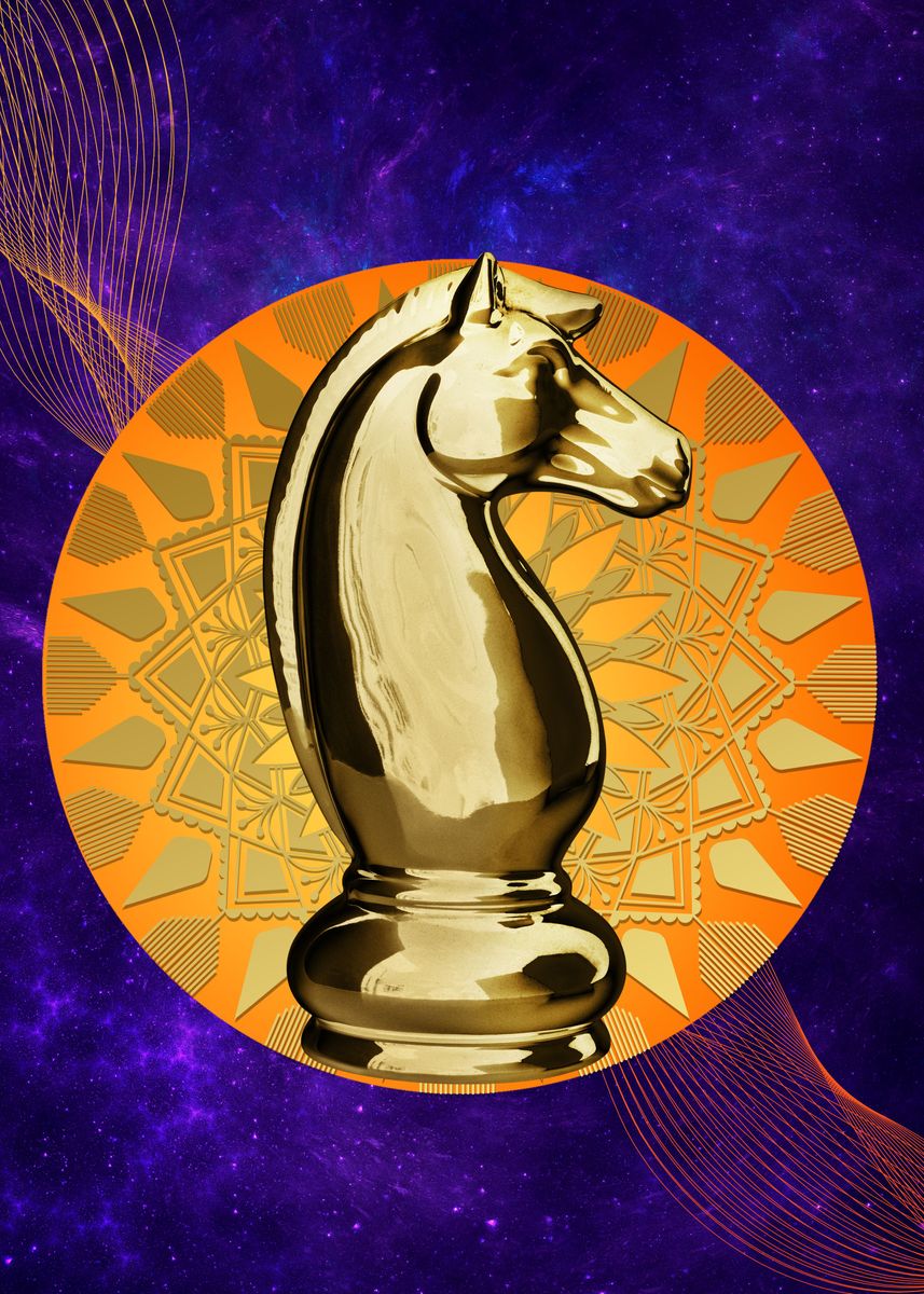 'Chess Golden Knigh' Poster, picture, metal print, paint by Ishan ...