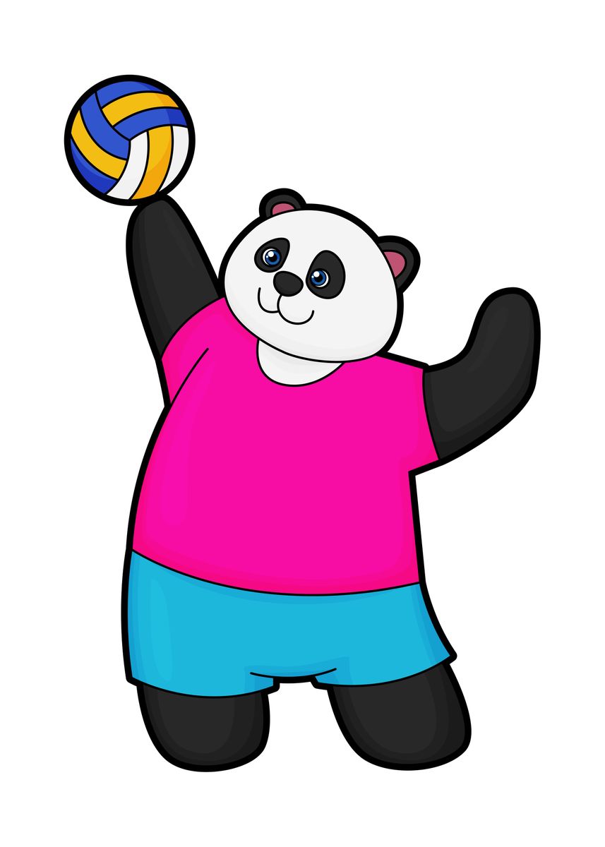 'Panda Volleyball Sports' Poster, picture, metal print, paint by Markus ...