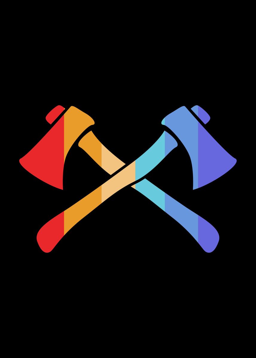 'Axe Throwing Retro' Poster, picture, metal print, paint by FunnyGifts ...