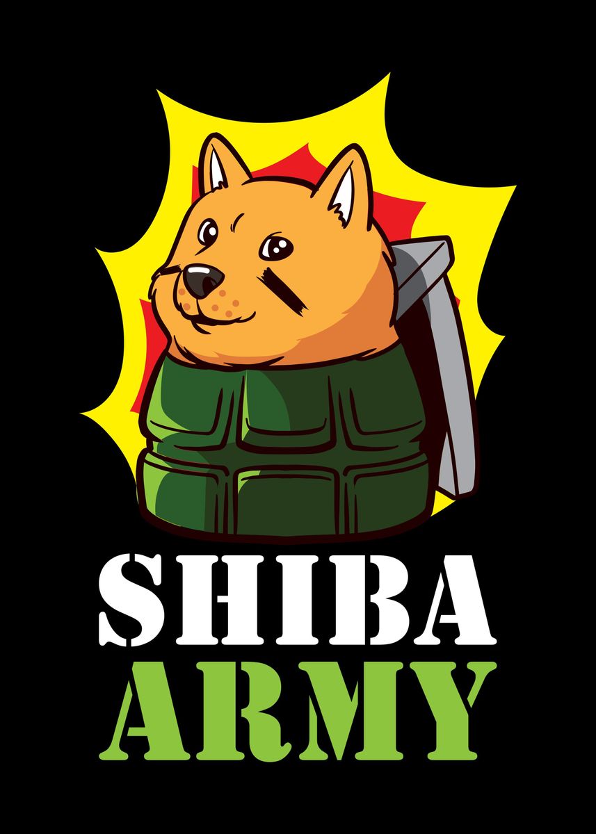'Shiba Army' Poster, picture, metal print, paint by CatRobot | Displate