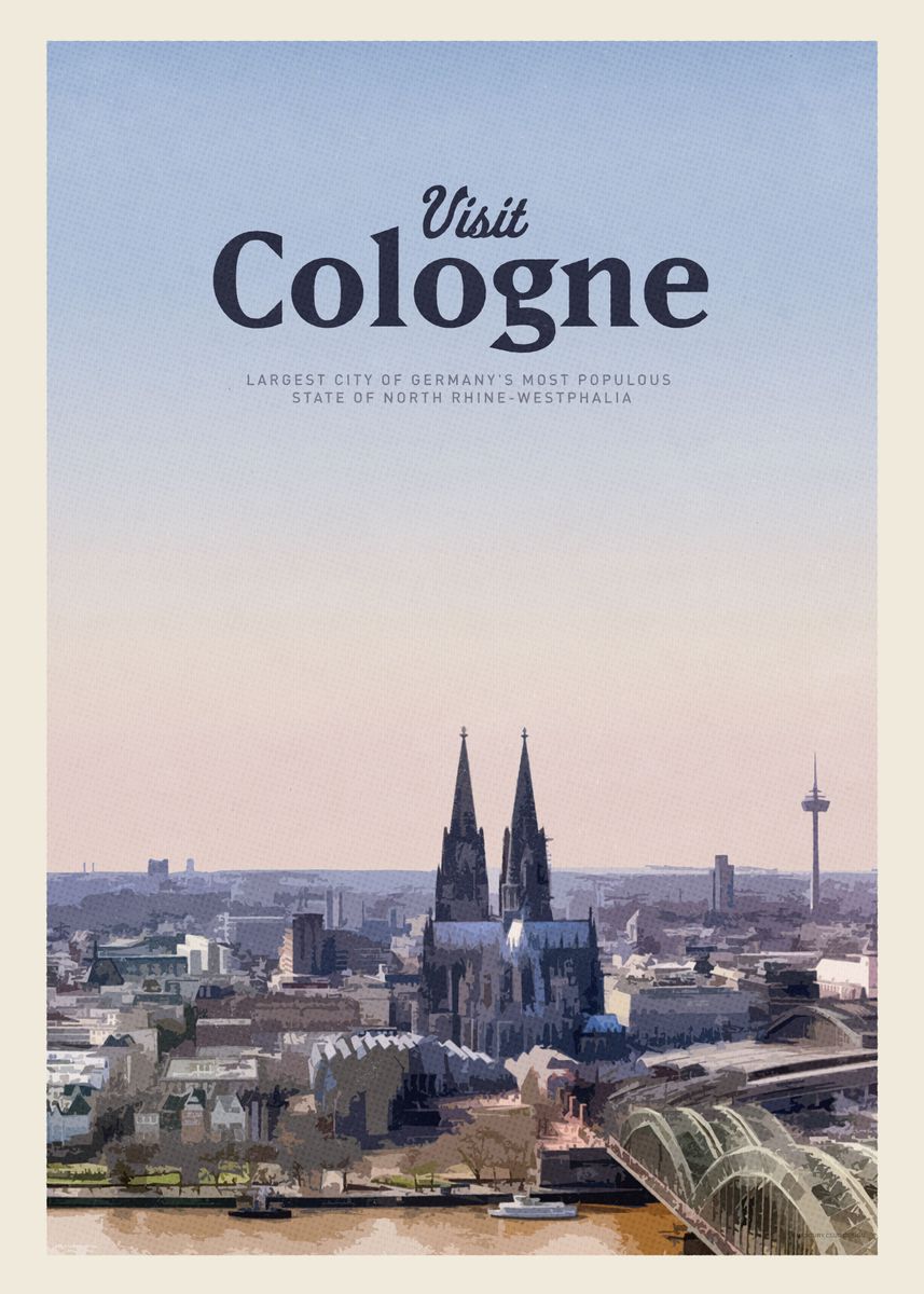 'Visit Cologne' Poster, picture, metal print, paint by Mercury Club ...