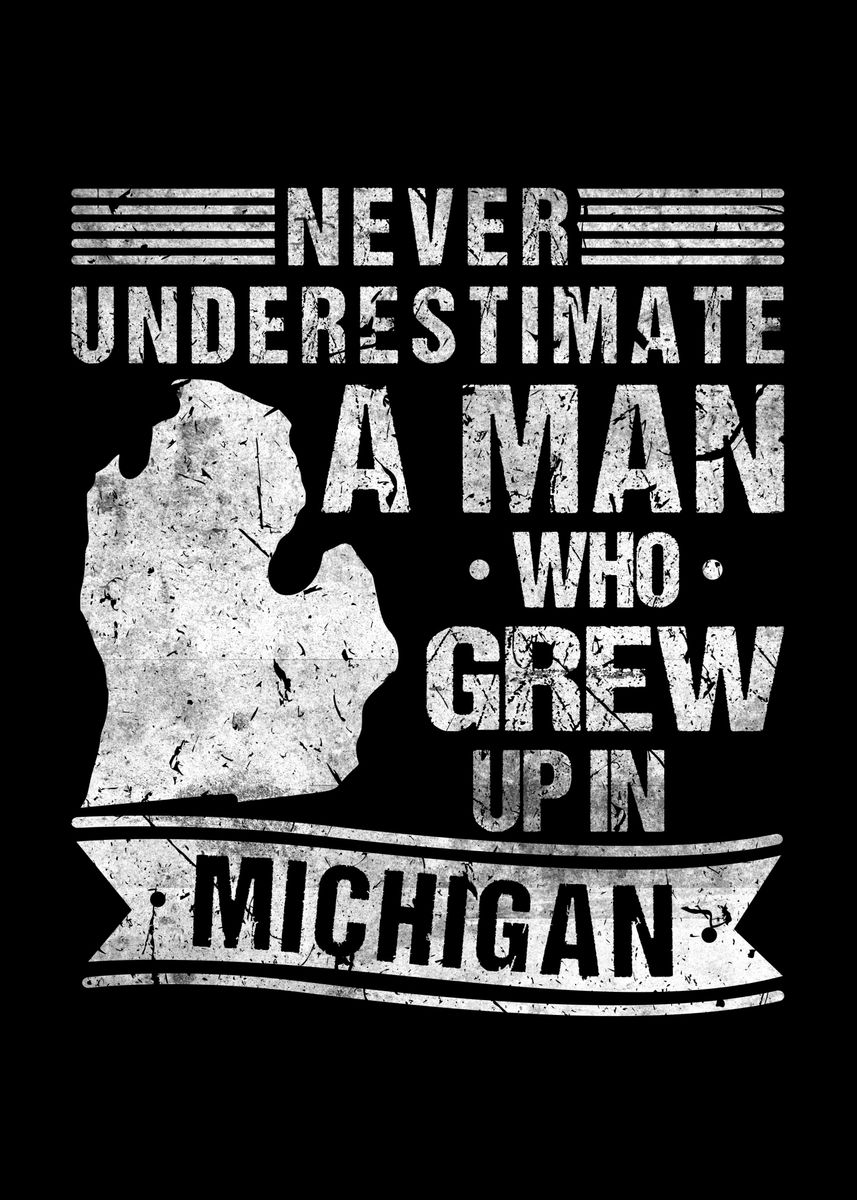 'Vintage Michigan Map' Poster, picture, metal print, paint by ...