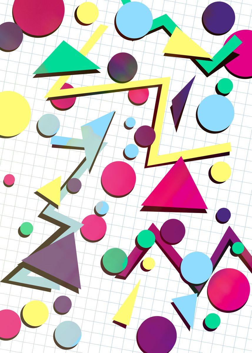 '90s Retro Patterned A' Poster, picture, metal print, paint by Danny ...