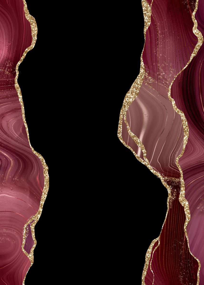 'Burgundy Gold Glitter 02' Poster, picture, metal print, paint by Aloke ...