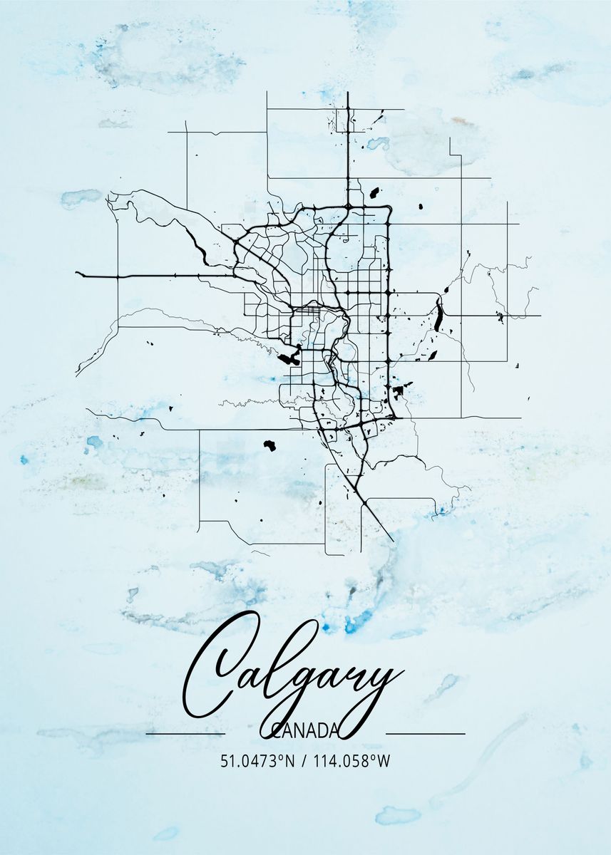 'Calgary Alpha Watercolor' Poster, picture, metal print, paint by Tien ...
