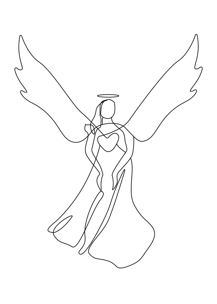 'Angel One Line Art' Poster by Hendri Createupstudio | Displate