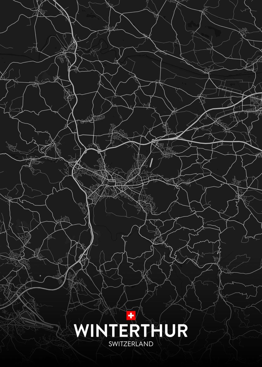 'Winterthur CH' Poster, picture, metal print, paint by IMR Designs ...