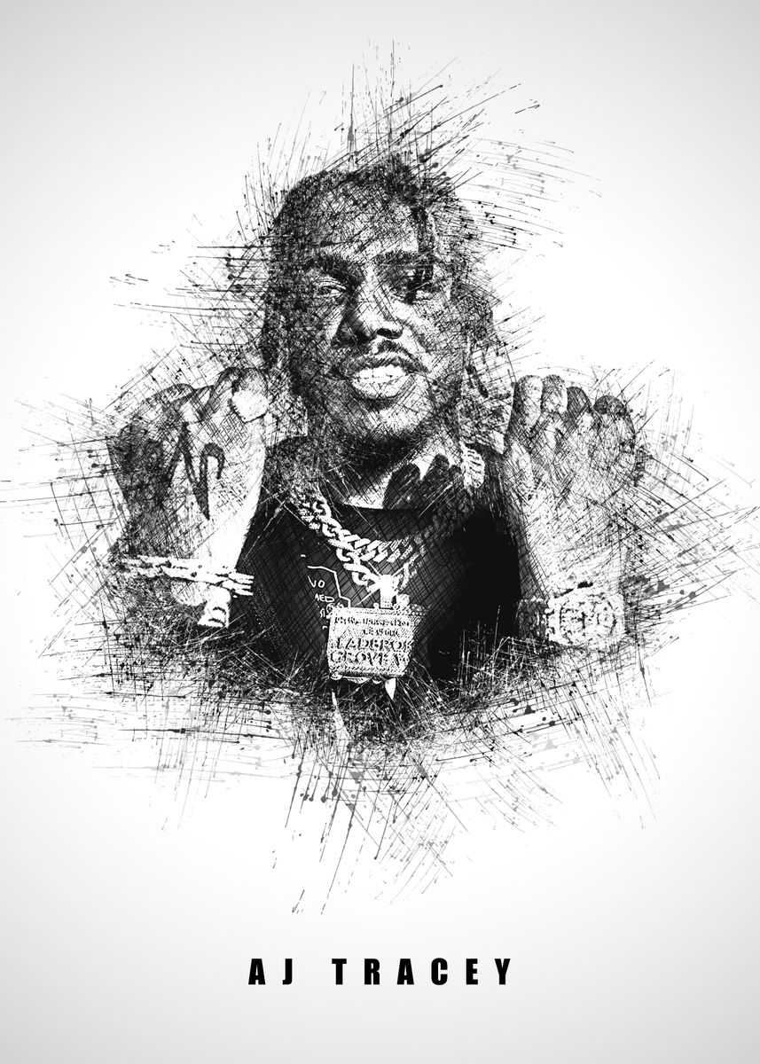 'AJ Tracey' Poster, picture, metal print, paint by Clay Williams | Displate